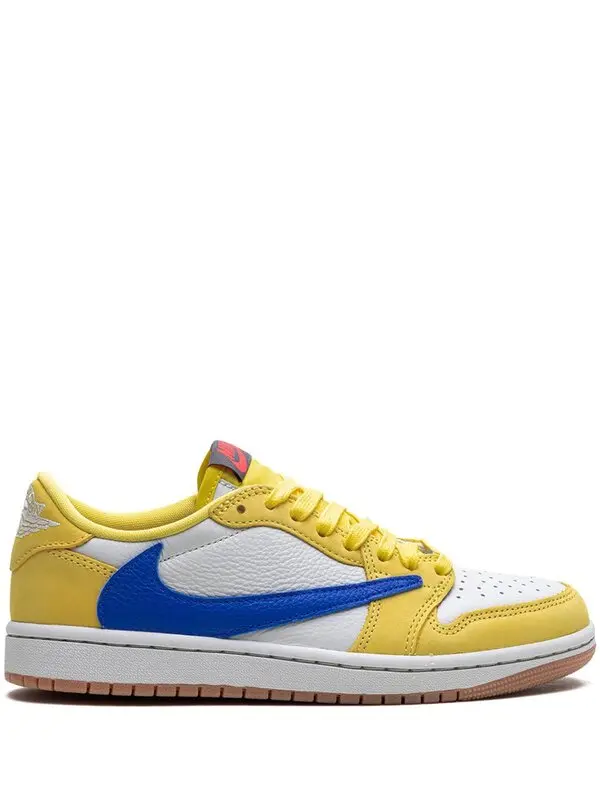 JORDAN X Travis Scott Air 1 Retro Low Canary Sneakers - Neutrals