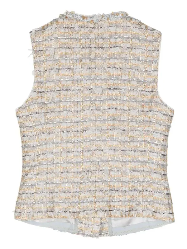 Shiatzy Chen Beaded-trim Tweed Vest - Grey
