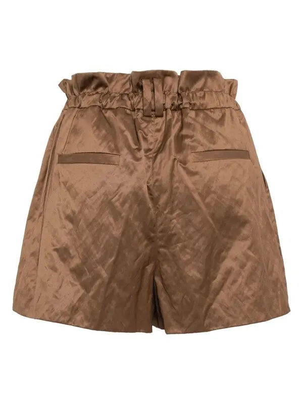 Shiatzy Chen Crease-effect Thigh-length Shorts - Brown