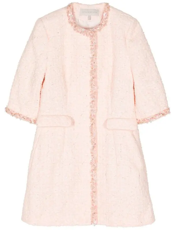 Shiatzy Chen Beaded-trim Tweed Coat