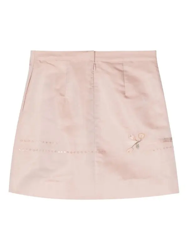 Shiatzy Chen Floral-embroidered Silk Miniskirt