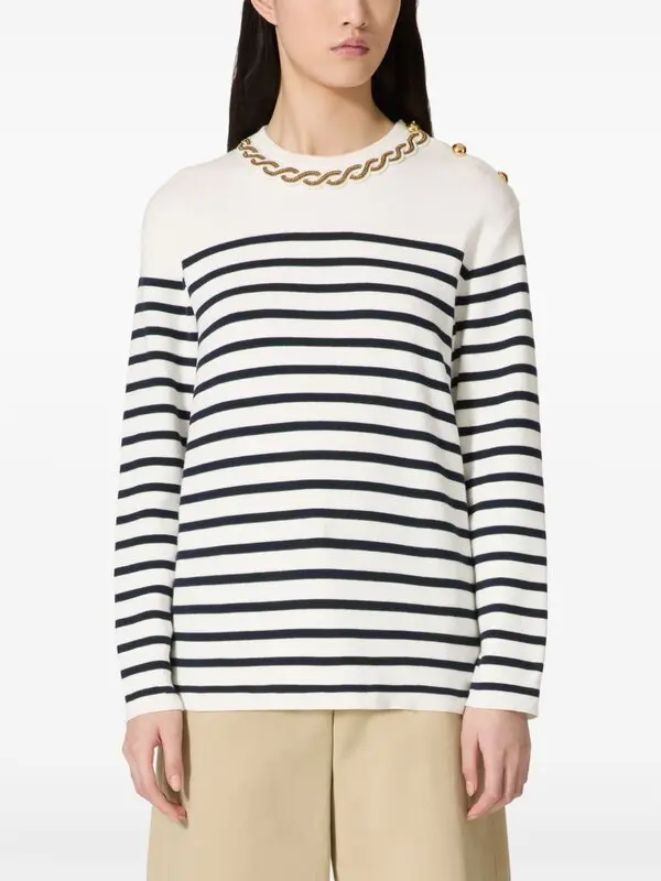 Valentino Garavani Patterned Intarsia Knit Sweater - White