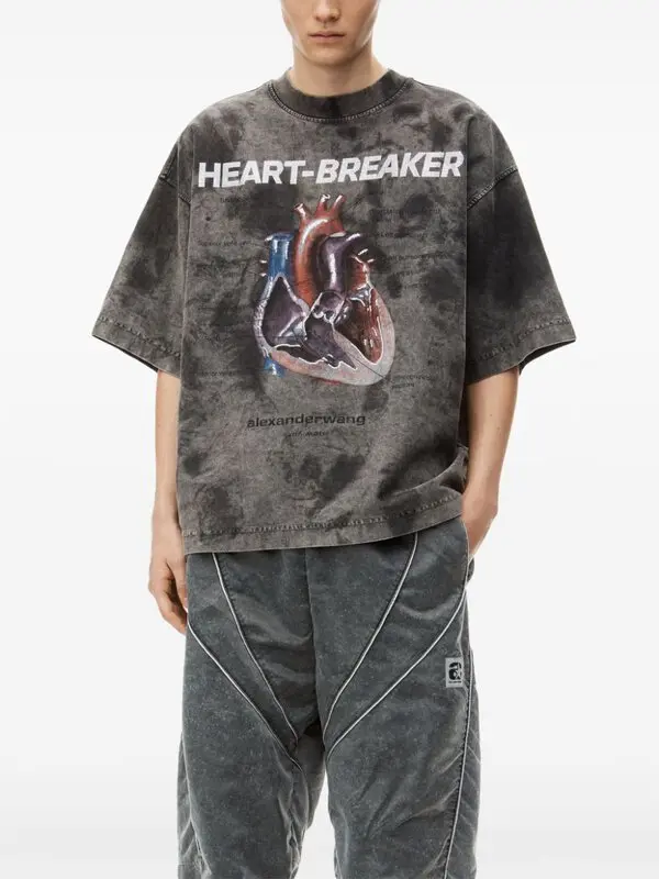 Alexander Wang Heartbreaker Graphic T-Shirt In Grey - 62% Off