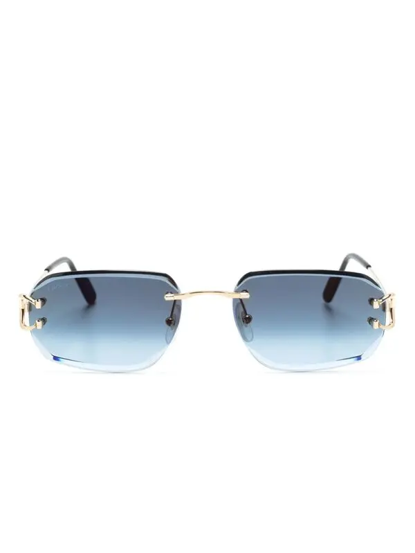 CARTIER 0468s Rectangle-frame Sunglasses - Gold