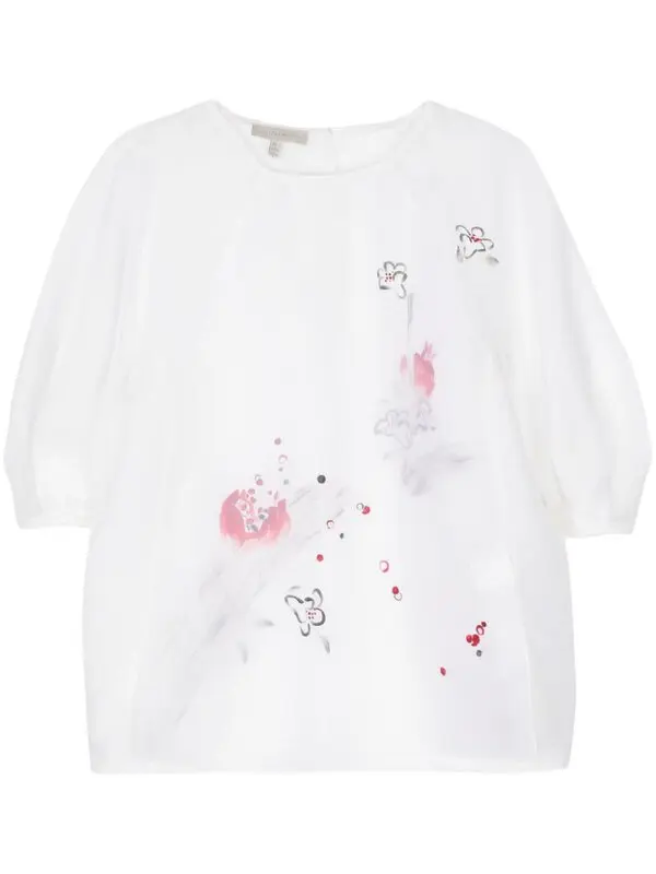 Shiatzy Chen Floral-print Organza Blouse - White