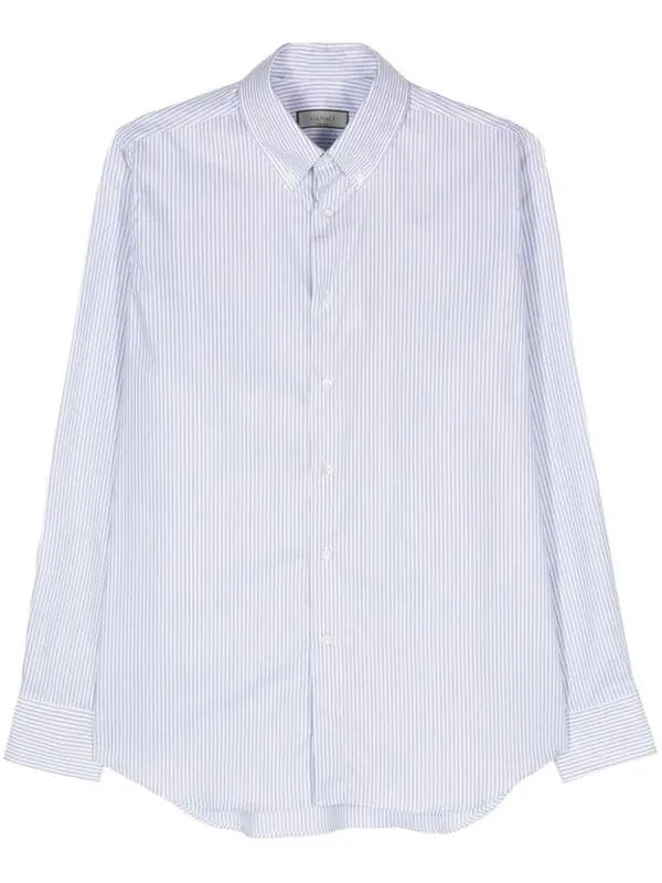 Canali Striped Cotton Shirt - Blue