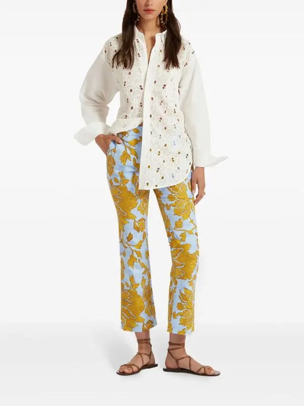 La DoubleJ 24/7 Floral-print Cropped Trousers - Yellow