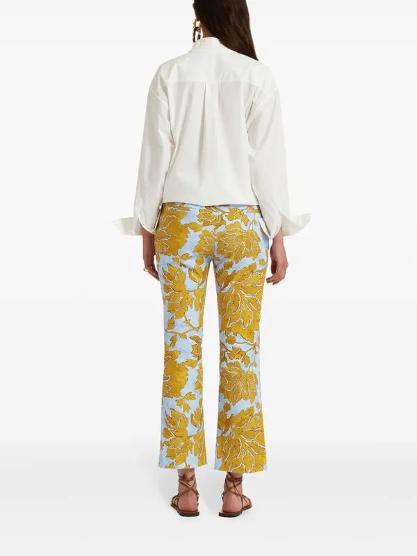 La DoubleJ 24/7 Floral-print Cropped Trousers - Yellow