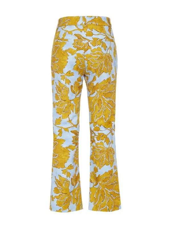 La DoubleJ 24/7 Floral-print Cropped Trousers - Yellow