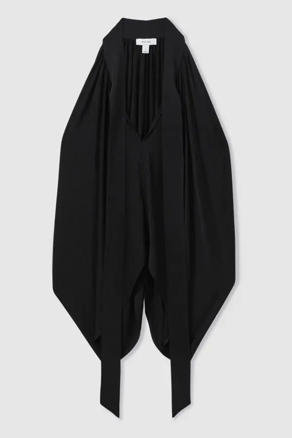 REISS Luisa Draped Tie-neck Top