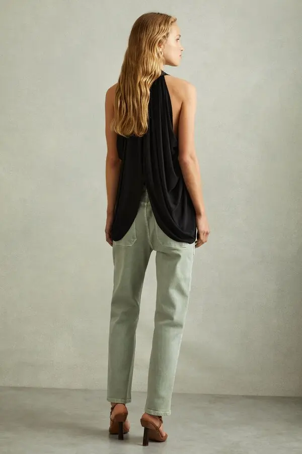 REISS Luisa Draped Tie-neck Top