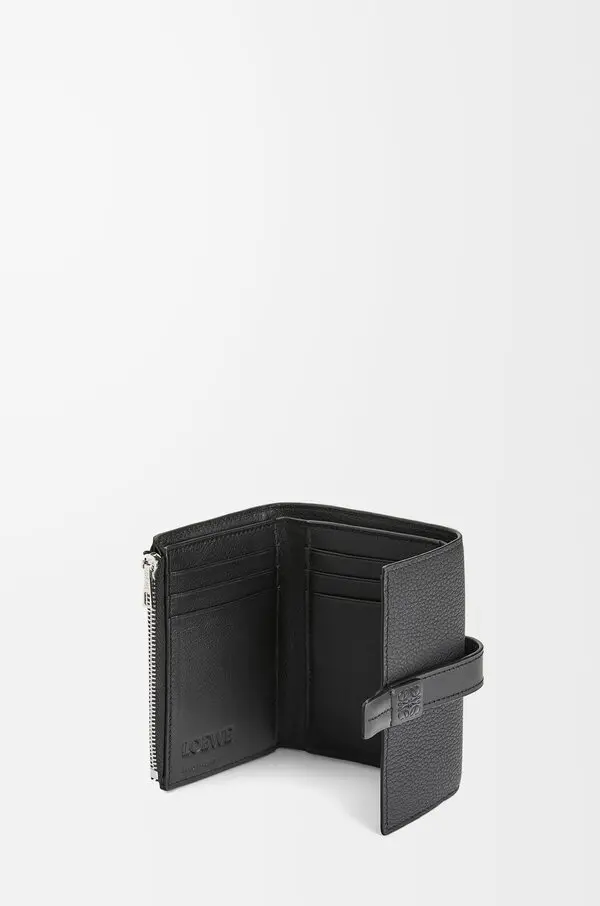 Loewe Small Vertical Wallet In Soft Grained Leather Skin - Black