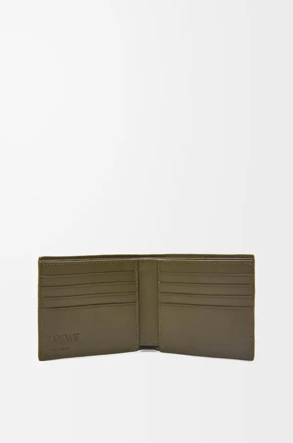 Loewe Bifold Wallet In Textured Classic Leather Skin - Dark Khaki