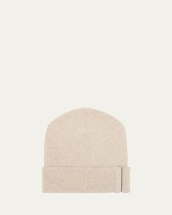 Brunello Cucinelli Monili-trim Cashmere Beanie - Light Beige