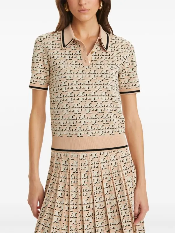 Tory Burch Monogram Jacquard Polo Top