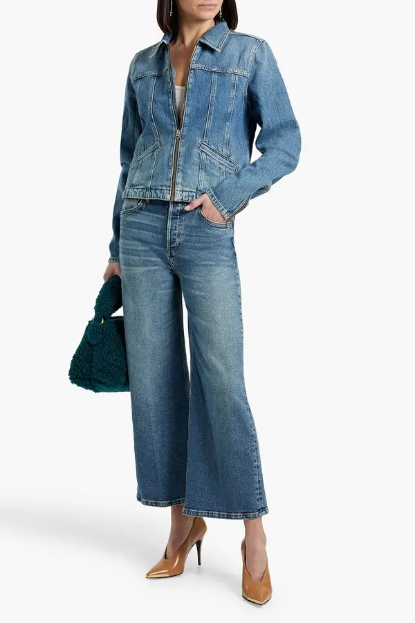 RE/DONE Cropped Wide-leg Jeans - Mid Denim