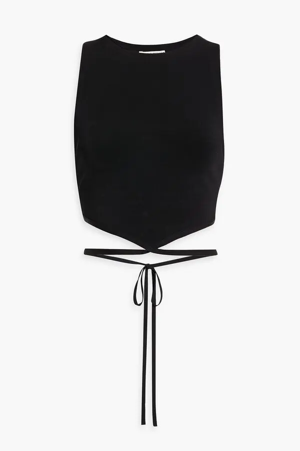 Alice + Olivia Latia Cropped Stretch-jersey Top - Black