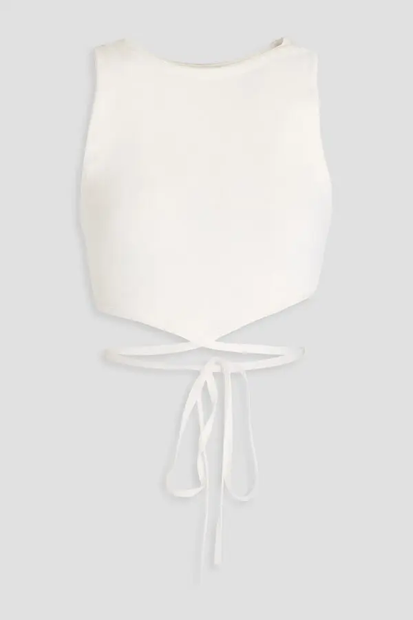 Alice + Olivia Latia Cropped Stretch-jersey Top - Off-white