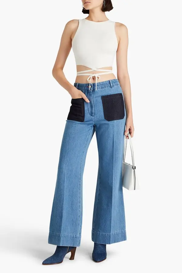 Alice + Olivia Latia Cropped Stretch-jersey Top - Off-white
