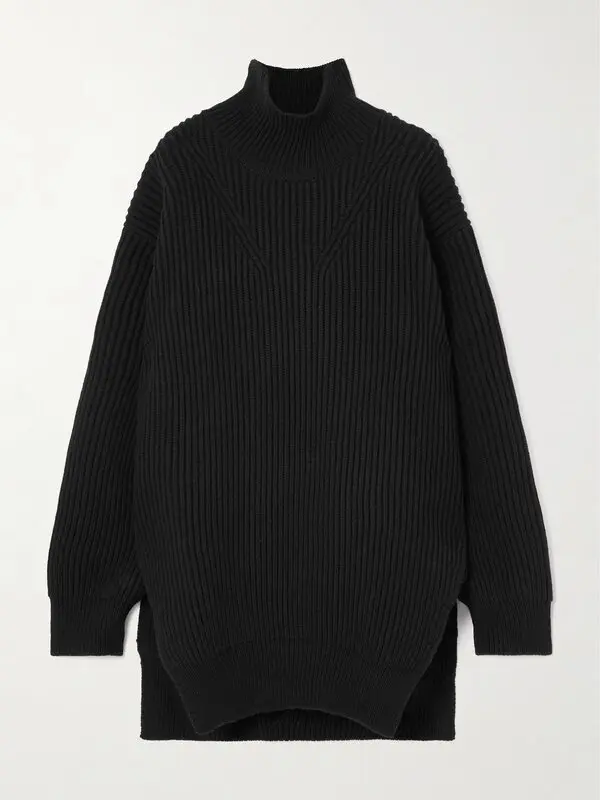 JIL SANDER Oversized Ribbed Wool Turtleneck Sweater