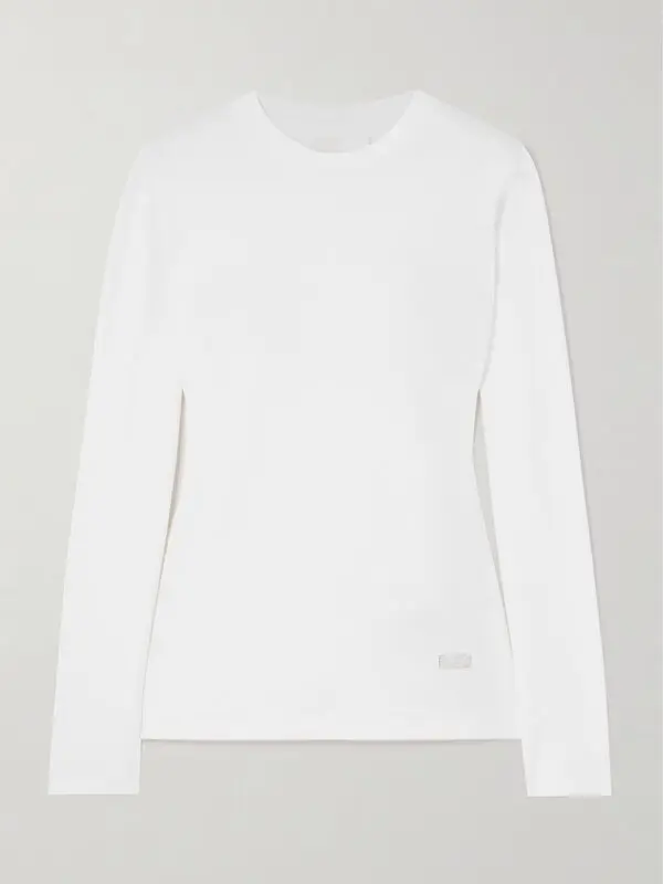 JIL SANDER Embellished Cotton-jersey T-shirt - White