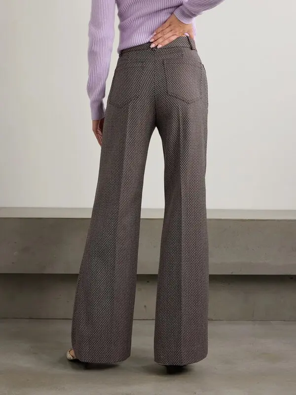 Victoria Beckham Alina Wool-jacquard Flared Pants - Brown