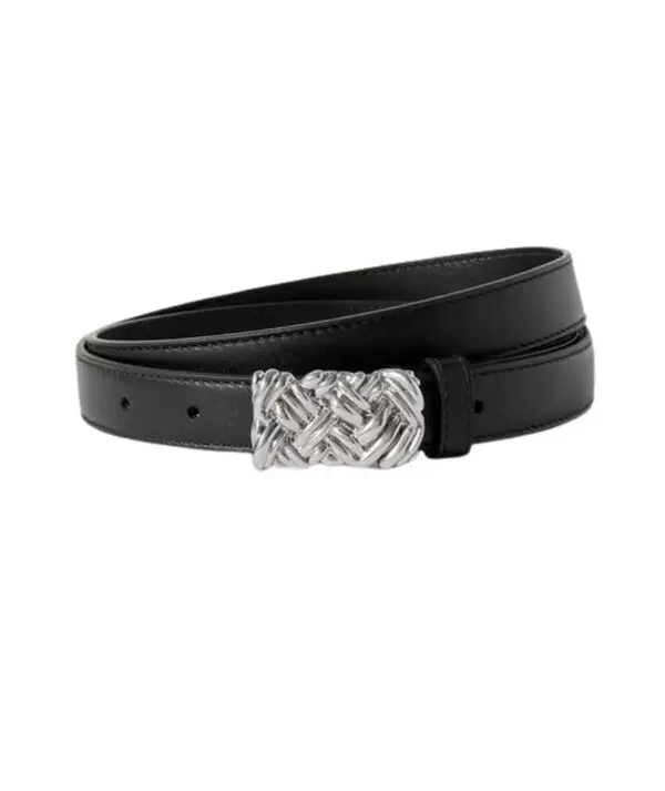 Bottega Veneta Pleat Leather Belt - Black