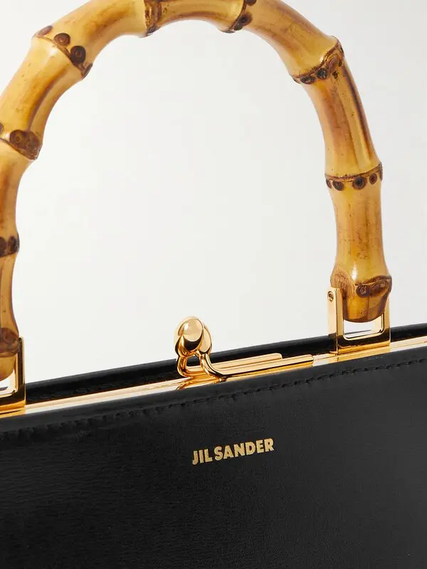 JIL SANDER - Jil Sander Goji Mini Bamboo Top Handle Leather Tote