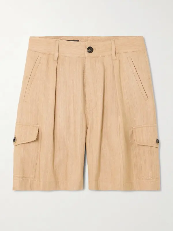 Loro Piana Pleated Textured-silk Cargo Shorts