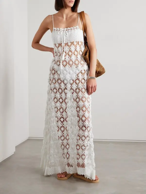 Miguelina Nelinha Embroidered Cotton Lace Maxi Dress - White | Editorialist