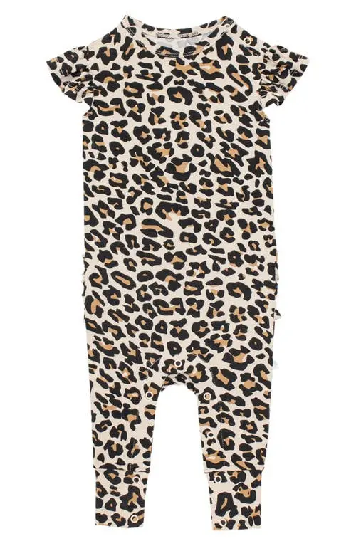 POSH PEANUT Lana Leopard Ruffle Sleeve Romper - Beige