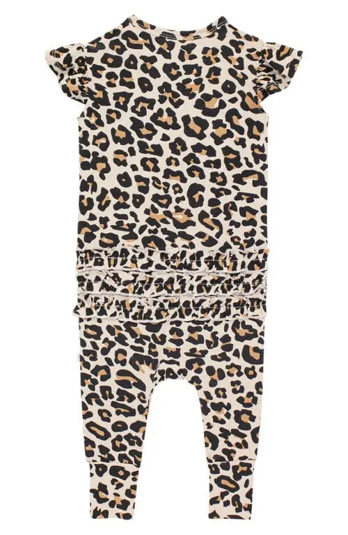 POSH PEANUT Lana Leopard Ruffle Sleeve Romper