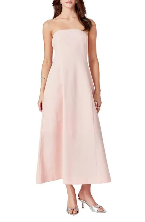 Endless Rose Strapless Linen Midi Dress - Pink