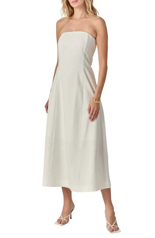 Endless Rose Strapless Linen Midi Dress - White