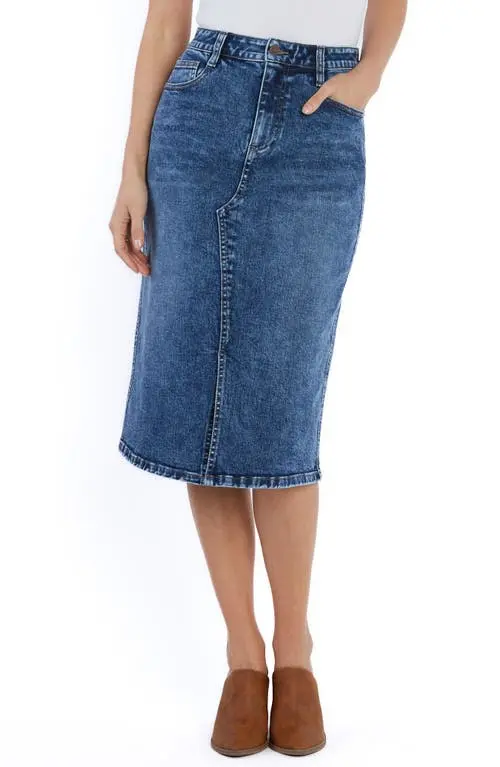 WASH LAB DENIM Silver Denim Midi Skirt
