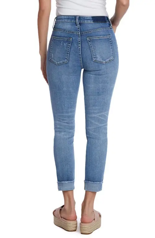 HINT OF BLU Cuffed Crop Skinny Jeans - Worn Blue
