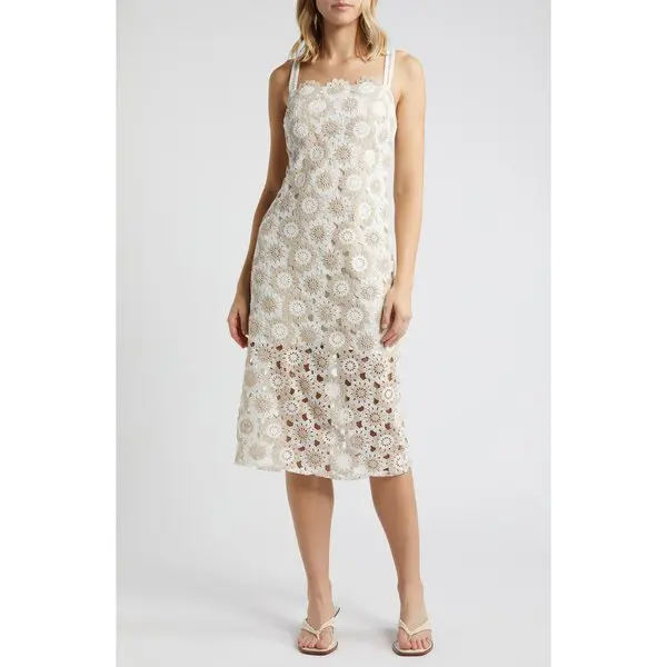 Sam Edelman Two-Tone Crochet Midi Dress In White/ Natural - 48% Off |  Editorialist