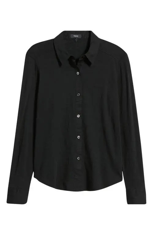 Theory Riduro C Nebulous Organic Cotton Slub Shirt - Black