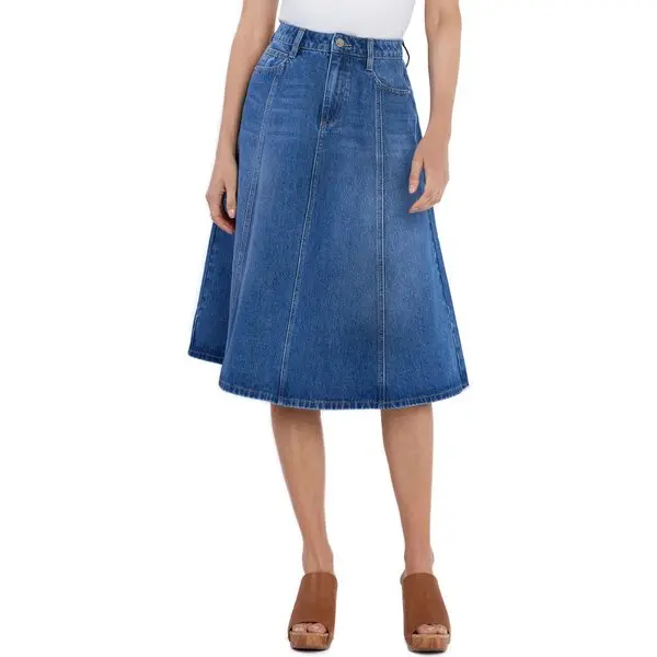 WASH LAB DENIM Spin Paneled Midi Skirt