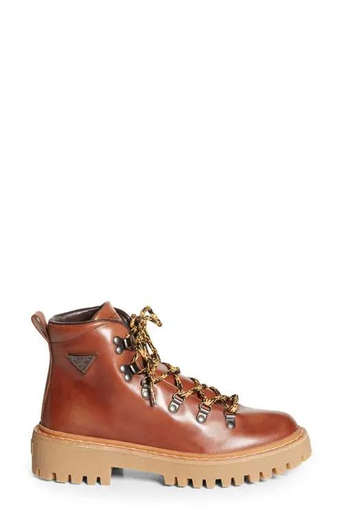 Prada St. Moritz Leather Hiking Boots - Cognac