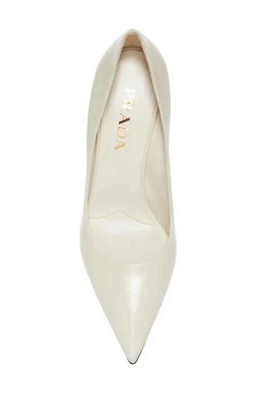 Prada Saffiano Leather Pointed-toe Pump - Avorio