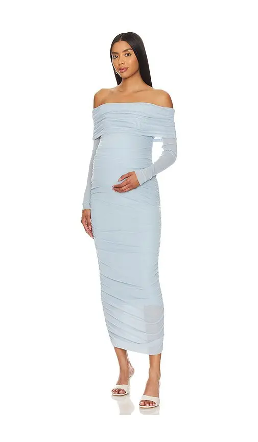 BUMPSUIT Off The Shoulder Mesh Dress - Powder Blue