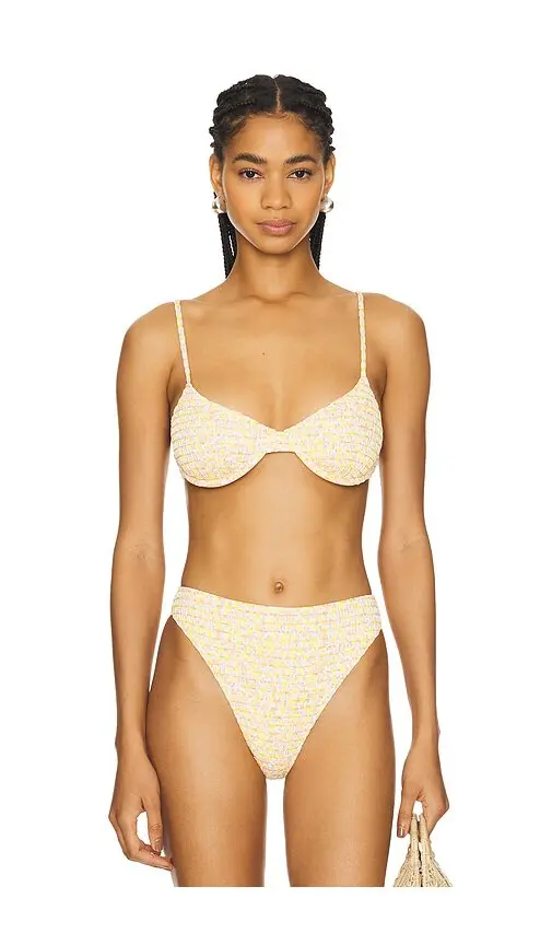 Tularosa Juni Bikini Top - Yellow Ivy Ditsy