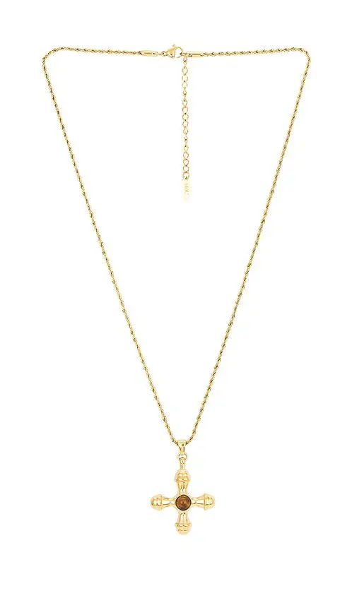 8 Other Reasons Cross Pendant Necklace - Brown