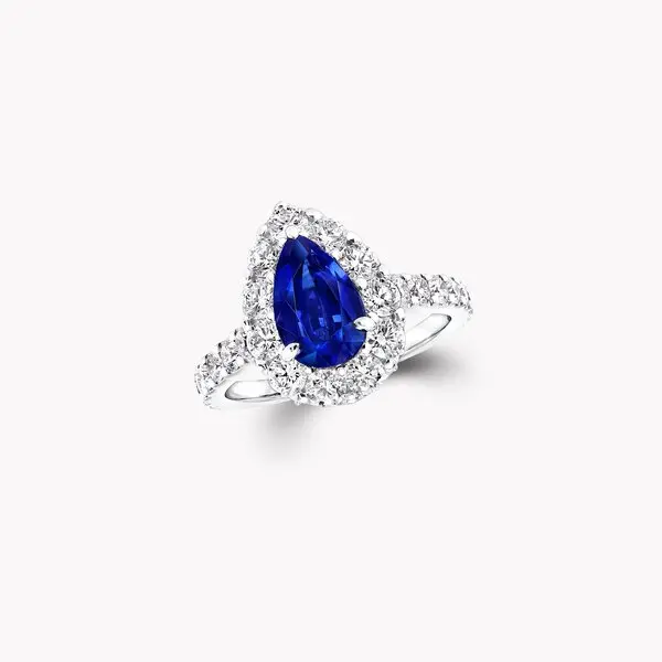 Graff Icon Pear Shape Sapphire And Diamond Ring - White Gold