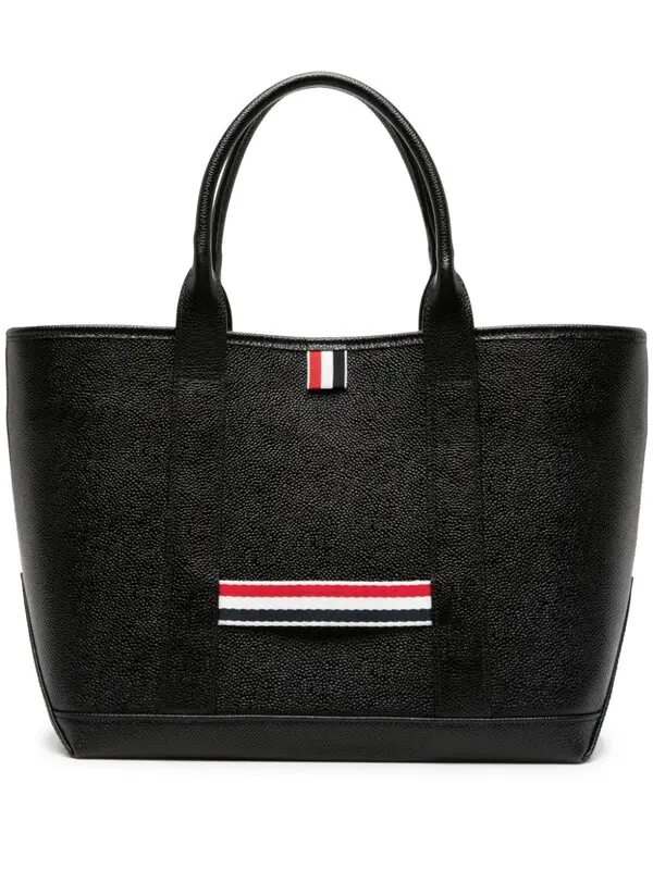 Thom Browne Small Leather Tote Bag - Black
