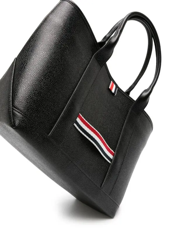 Thom Browne Small Leather Tote Bag - Black
