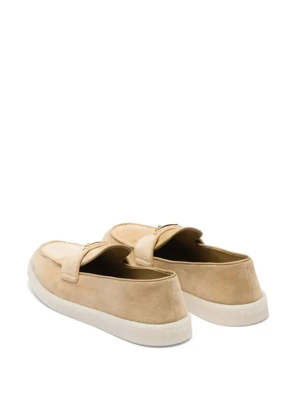 Prada Triangle-logo Suede Loafers - Neutrals