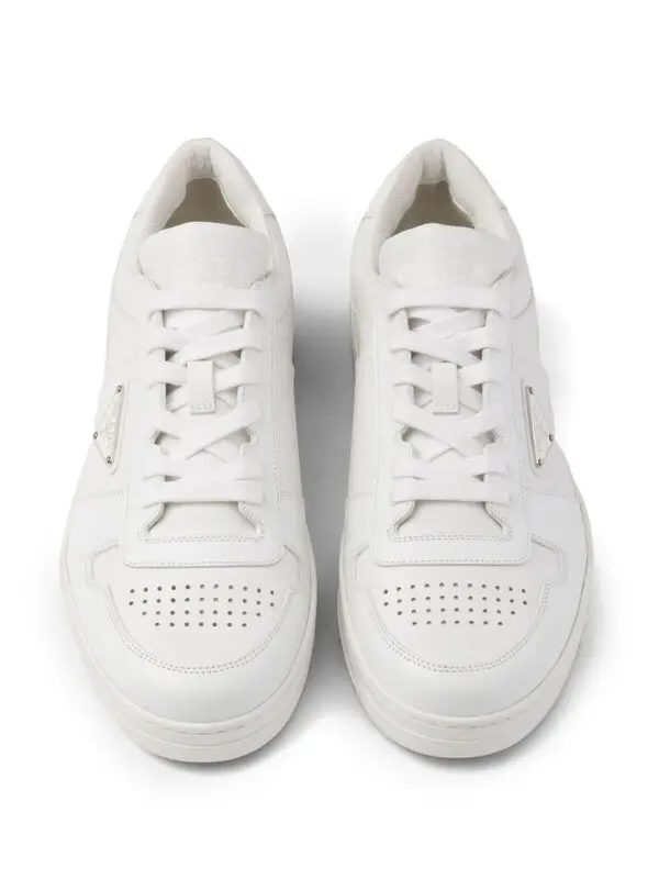 Prada Downtown Leather Sneakers - White