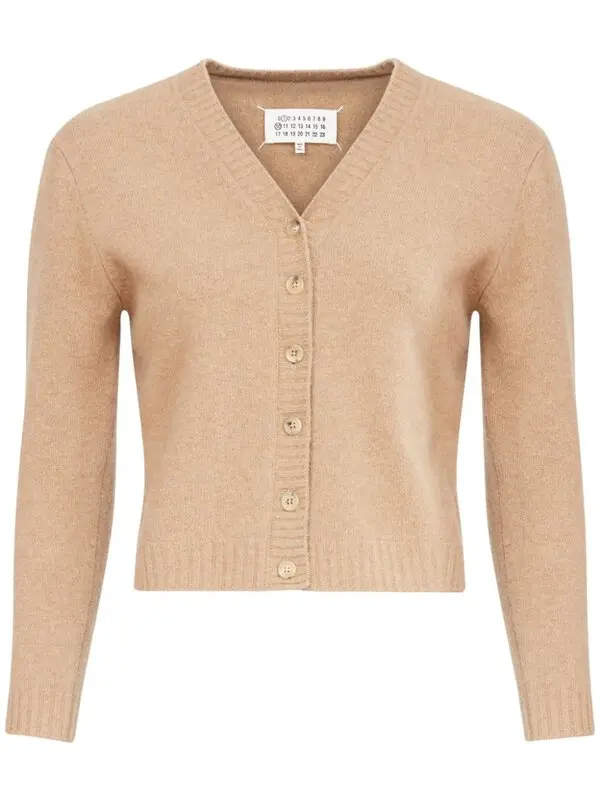 MAISON MARGIELA V-neck Wool Cardigan - Neutrals